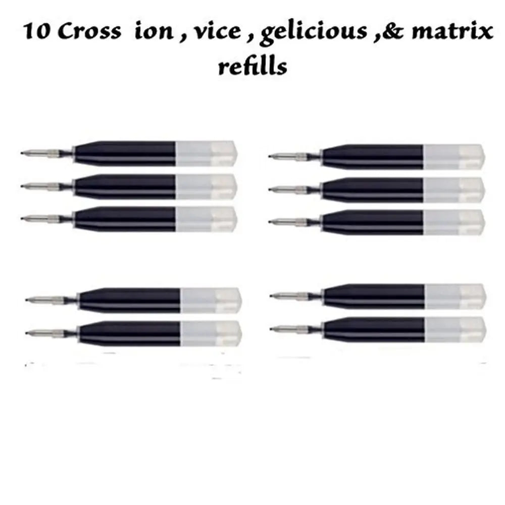 10 Cross Quality Intrepid Blue Rollerball Refills for Ion , Roadster,