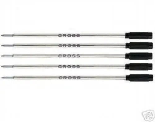 5 Genuine Cross Medium Ballpoint Black Refills (Bulk Pack)