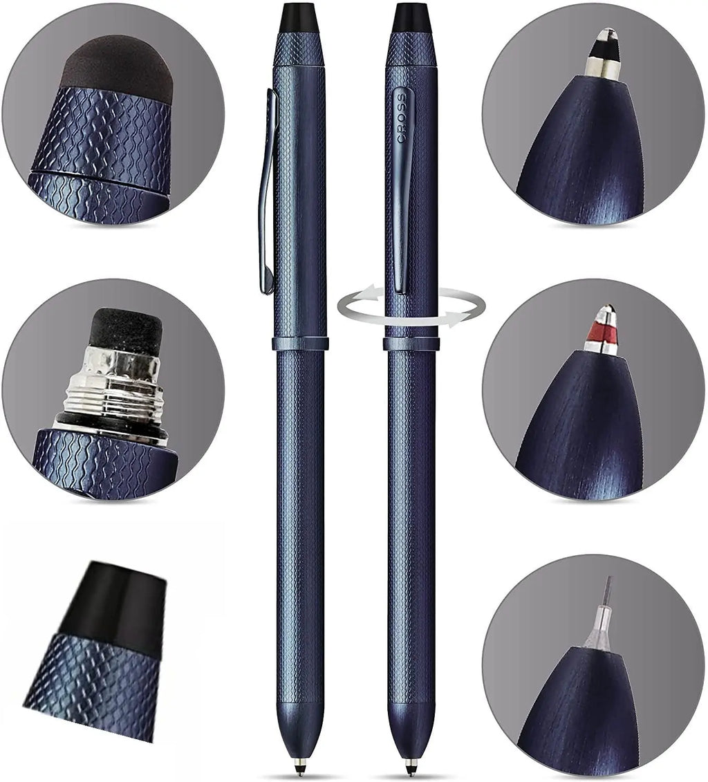Cross Tech3+ with Sophisticated Brushed Dark Blue diamond pattern